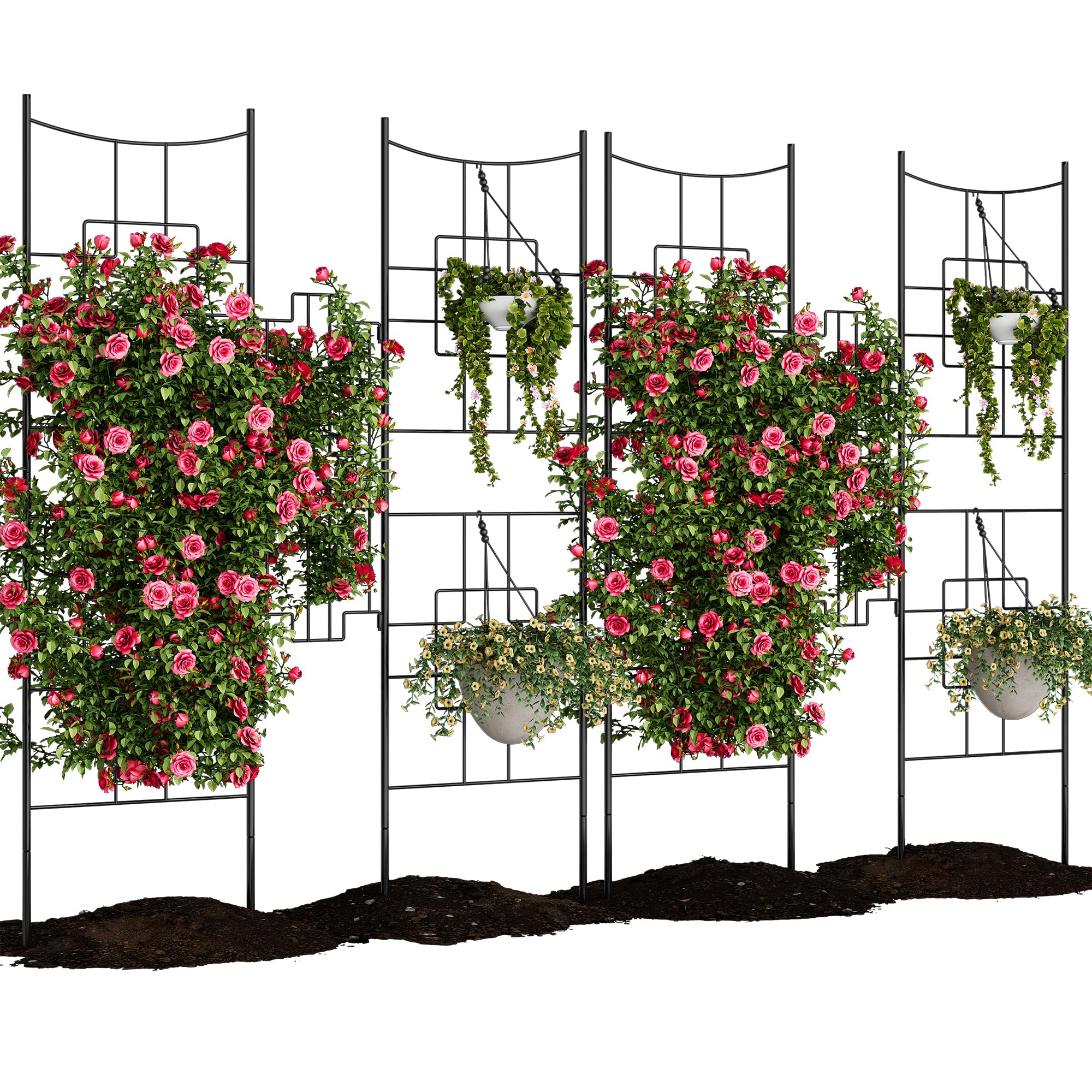 Elegant 2 Rack Baroque Iron Trellis for Climbing Plants, Rustproof Durable Support with ...