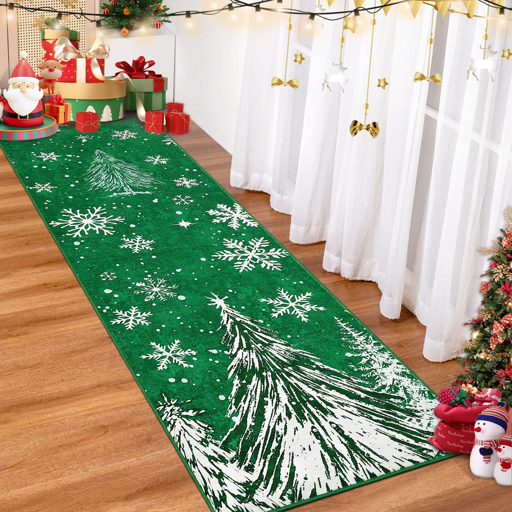 Garvee Christmas 5x7 Area Rug Red Snowflake Christmas Tree Rugs ...