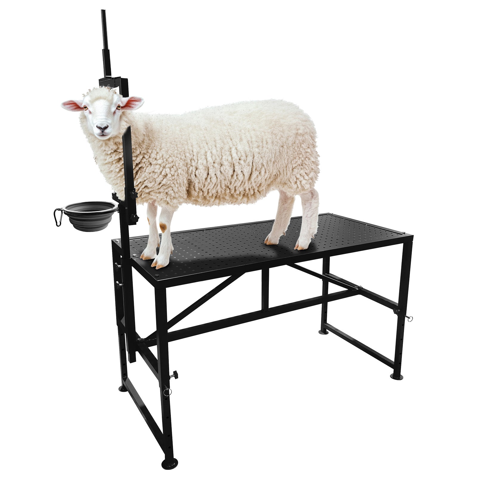 Garvee Goat Stand with Feed Bin Heavy Duty 600LBs Adjustable Head and ...