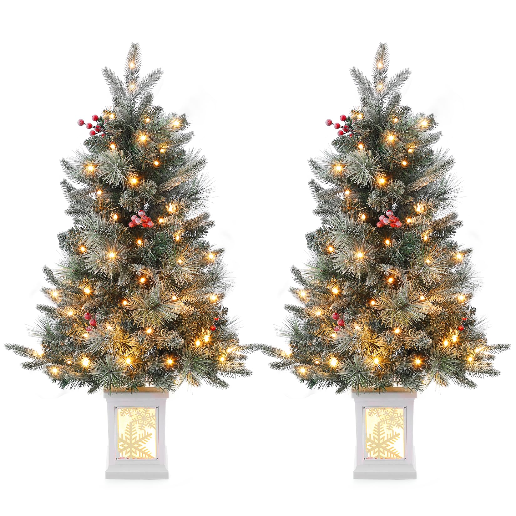 Garvee 3FT Prelit Artificial Christmas Tree Set of 2, Snowflake Light ...