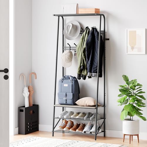 GARVEE Coat Rack Shoe Bench - Multifunctional Entryway Organizer