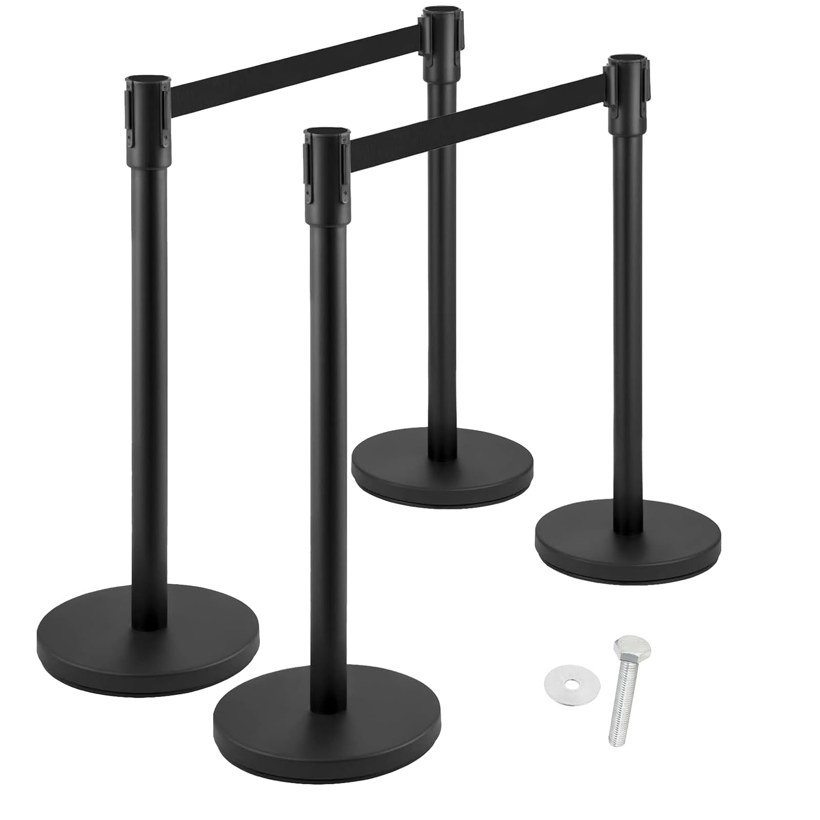 Garvee Crowd Control Stanchion Set with 6.6 Ft Black Retractable Belt,