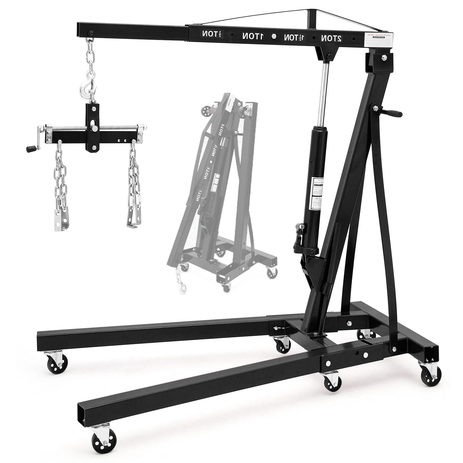 Garvee 2T Engine Hoist with Lever - 4400 lbs Heavy-Duty Folding Cherry
