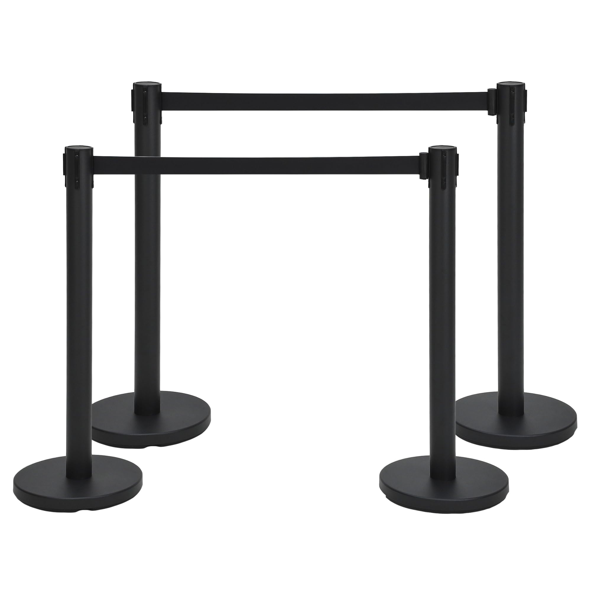 Garvee 4 Pack Crowd Control Stanchion Set, Black Retractable Belts, St