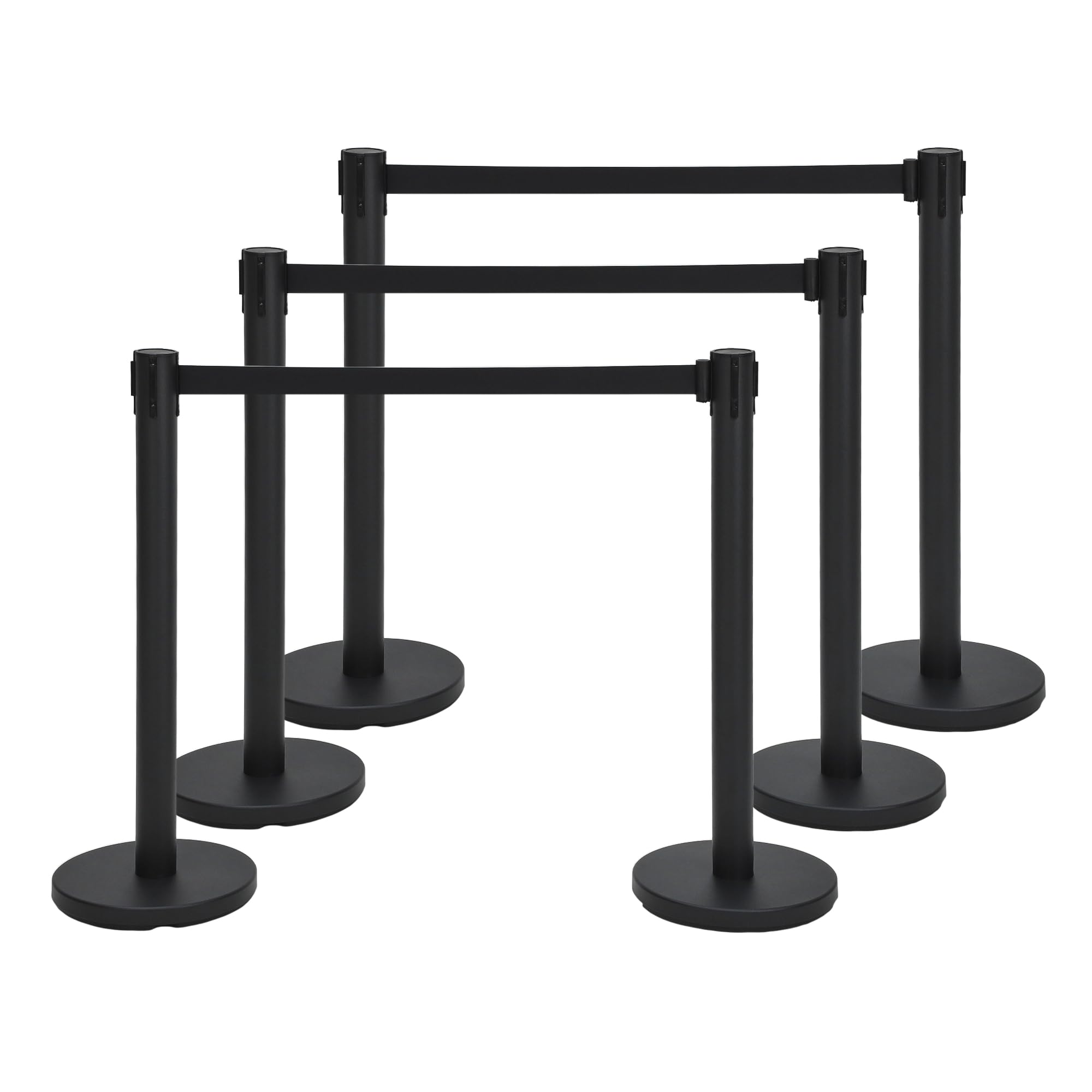 Garvee 6 Pack Crowd Control Stanchion Set Black Retractable Belts for