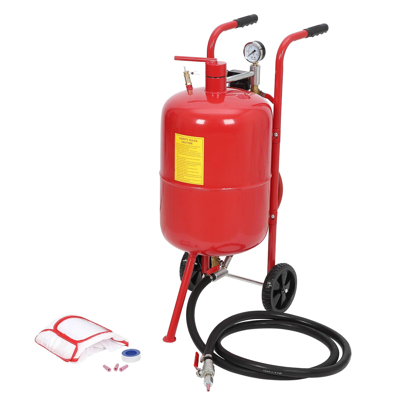 Garvee Portable Sand Blaster 10 Gal 125 PSI 6in Wheels for Auto Body