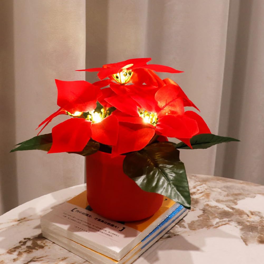 GARVEE LED Table Light - Unique Poinsettia Plant Night Light