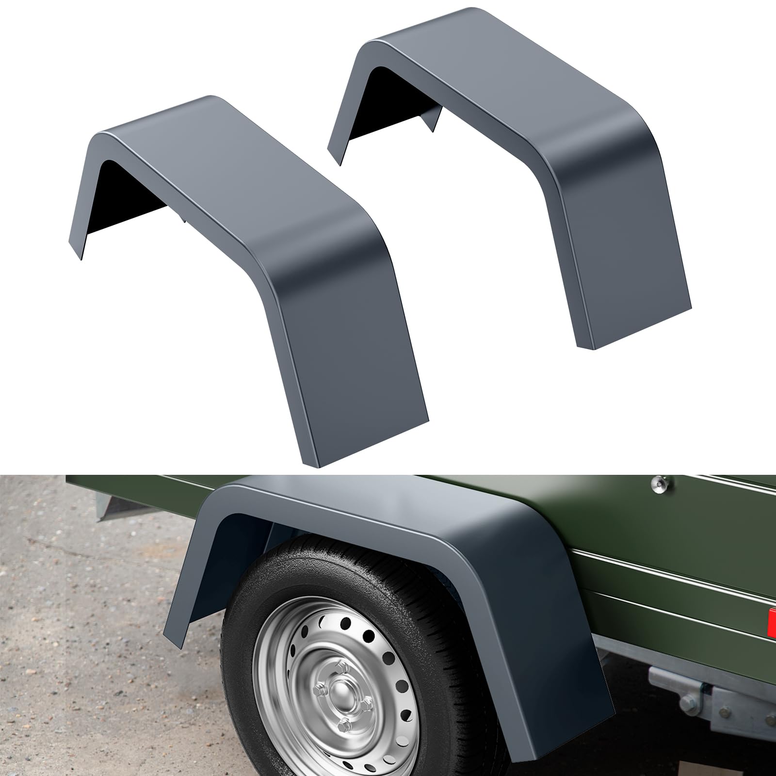 Garvee 2 Pack Single Axle Trailer Fenders,Heavy Duty Steel Diamond Pla