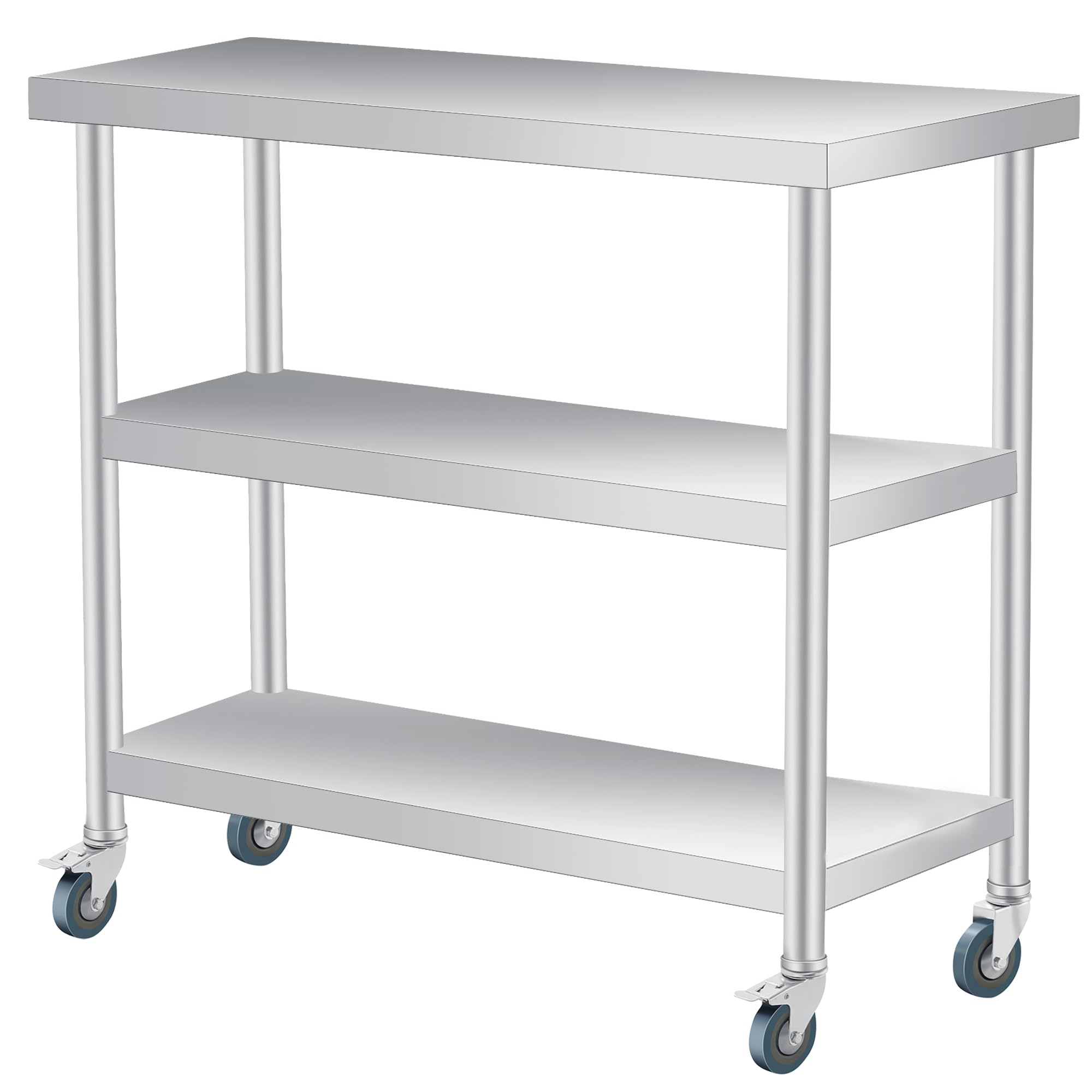 Garvee 36"L X 18"W X 34"H Stainless Steel Table 3-Tier Metal Prep Tabl