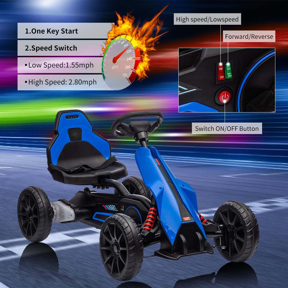 Garvee 12V Electric Go Kart: 7Ah Battery, High/Low Speeds, for Ages 3-