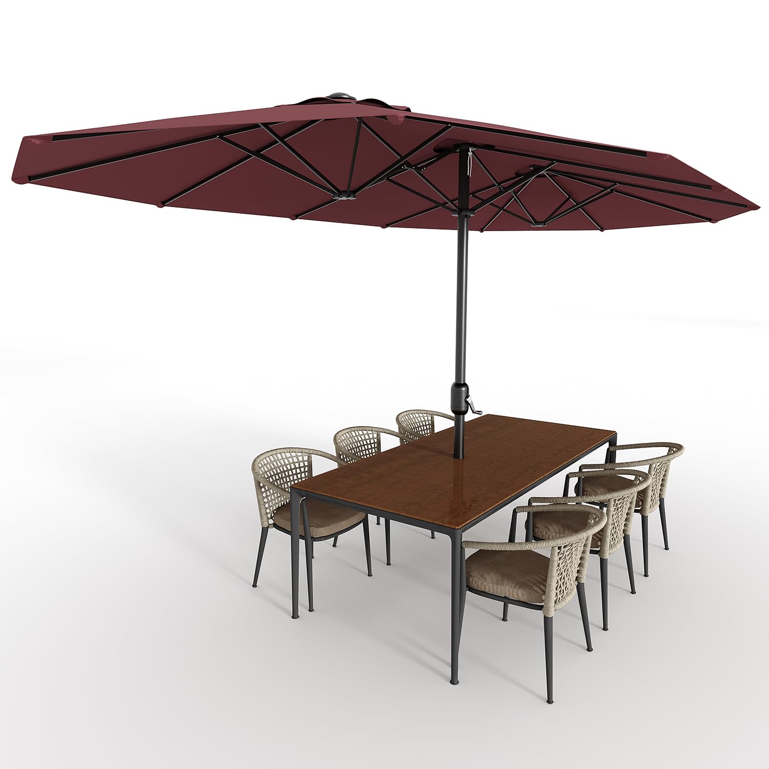 Garvee 13' Double-Sided Outdoor Patio Umbrella - Rectangle Market Umbr