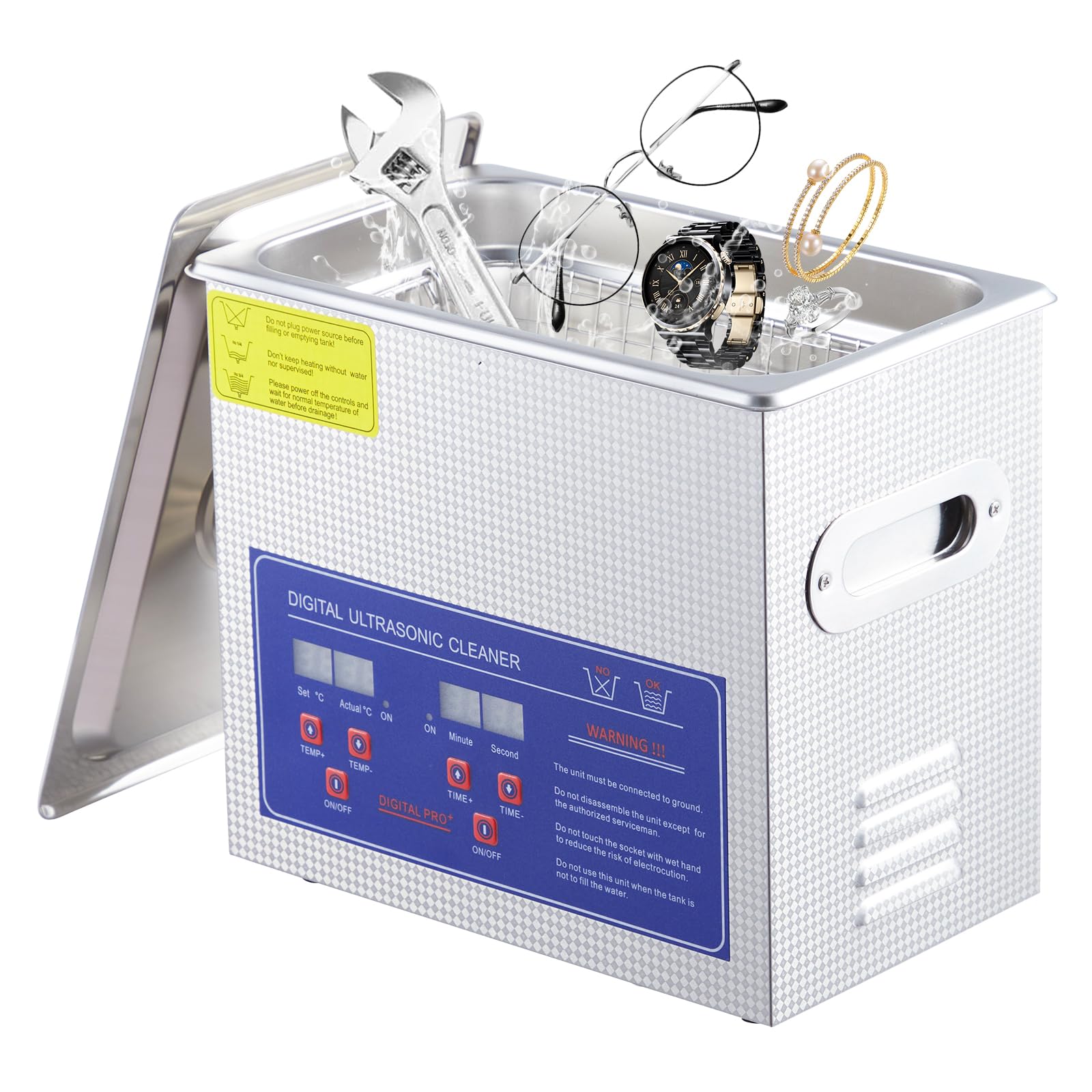 Garvee Ultrasonic Cleaner 3.2L 120W 40kHz 304 Steel Jewelry Lab Home
