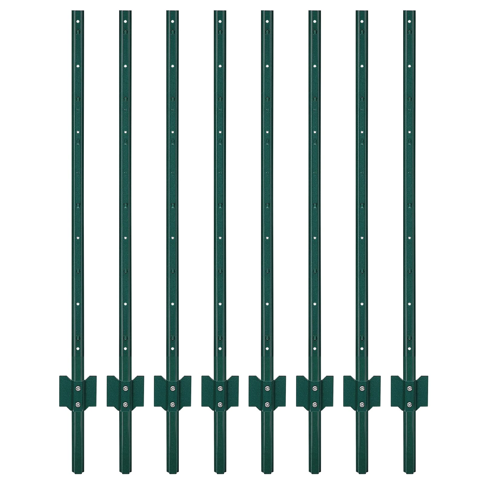 Garvee 4FT Metal Fence Posts, Pack of 8 - U-Shaped Steel Stakes, Rust-