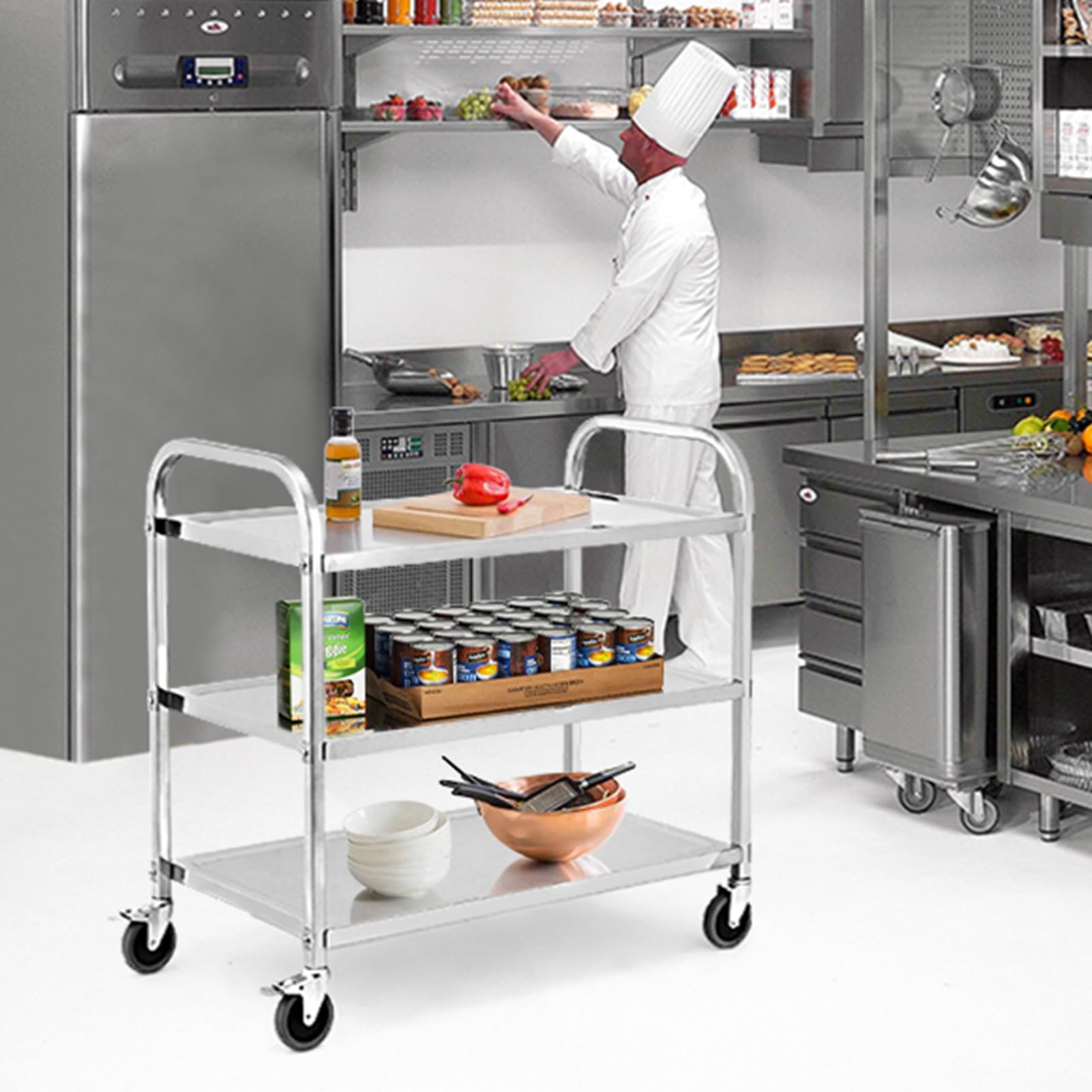 GARVEE 3 Tier Heavy Duty Trolley Rolling Cart for Versatile Indoor Use
