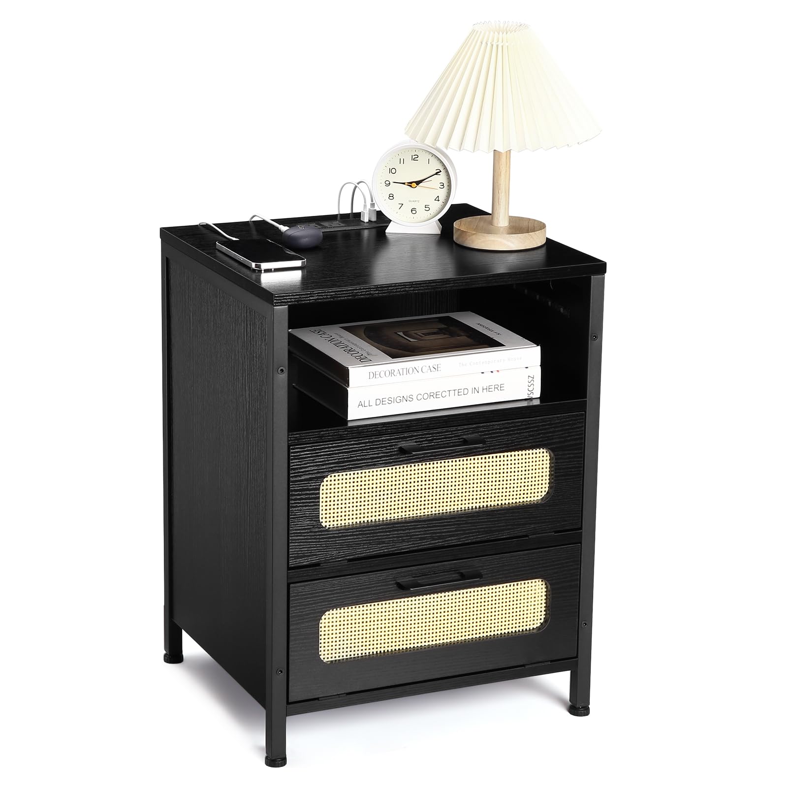 GARVEE LED Nightstand with USB Ports - Modern Multi-Functional Table