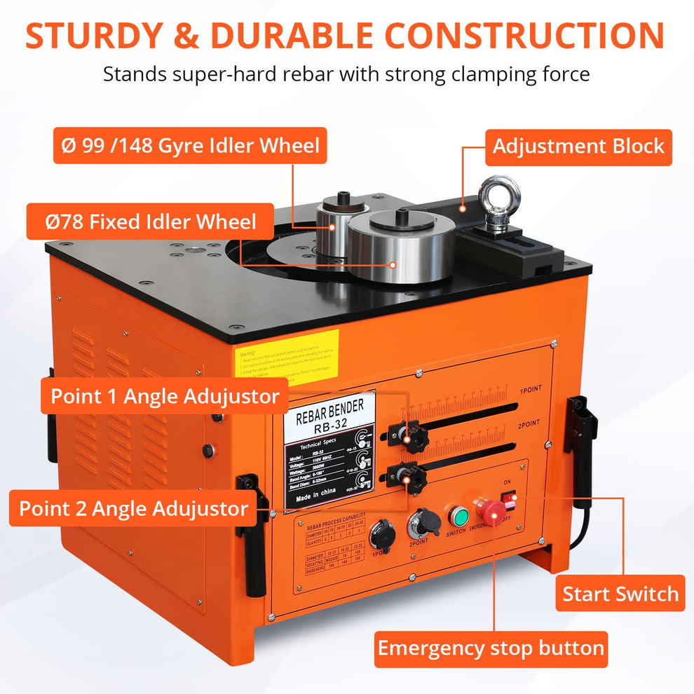 3000W 1.3 Inch Electric Bender, Cuts & Bends 0-180°