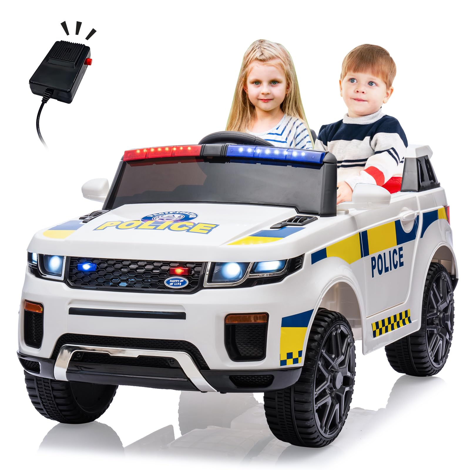 GARVEE 12V Kids Ride On Police Car - Fun for Indoor and Outdoor Use