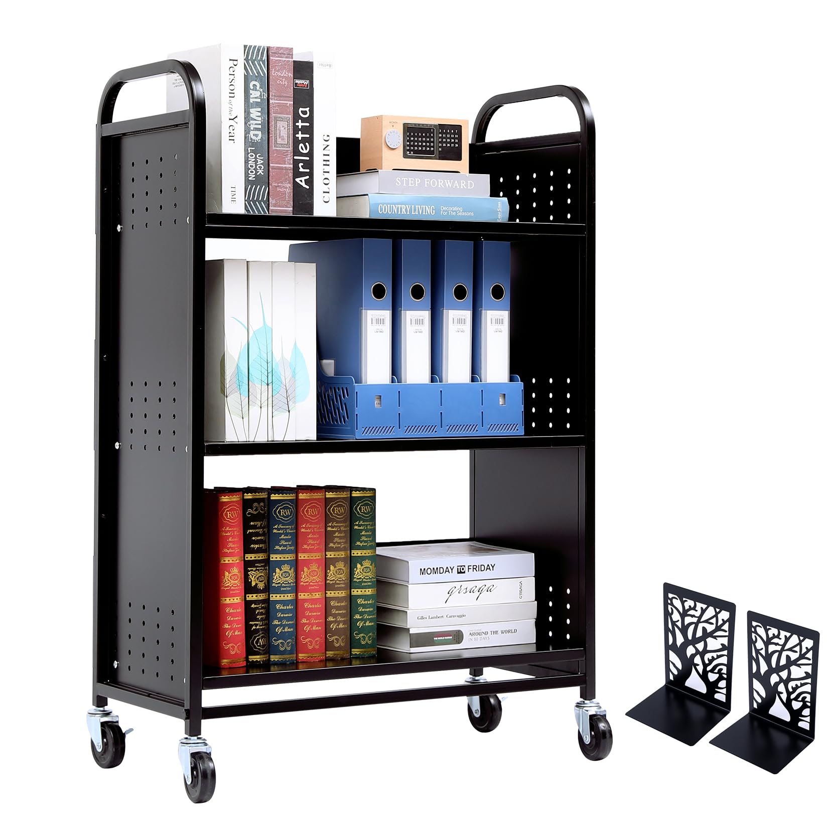 GARVEE Book Cart with Wheels - Versatile Library Organizer