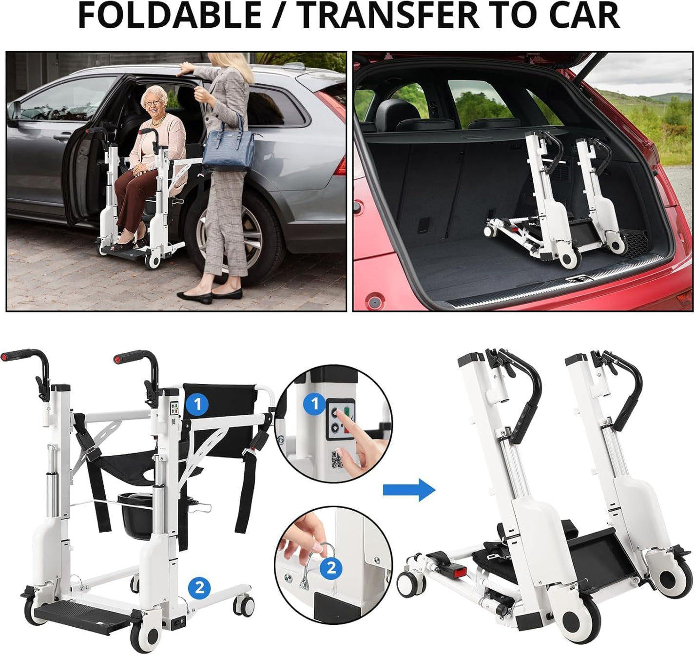 GARVEE Electric Patient Lift Transfer Chair - Versatile and Portable