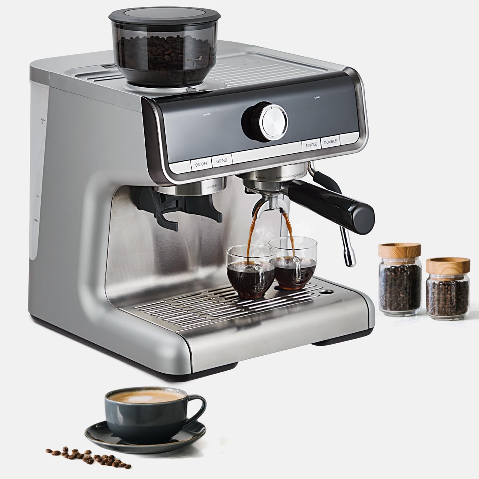 GARVEE 1450W 120V 20 Bar Espresso Machine with Steam Wand, Fast Heat,B