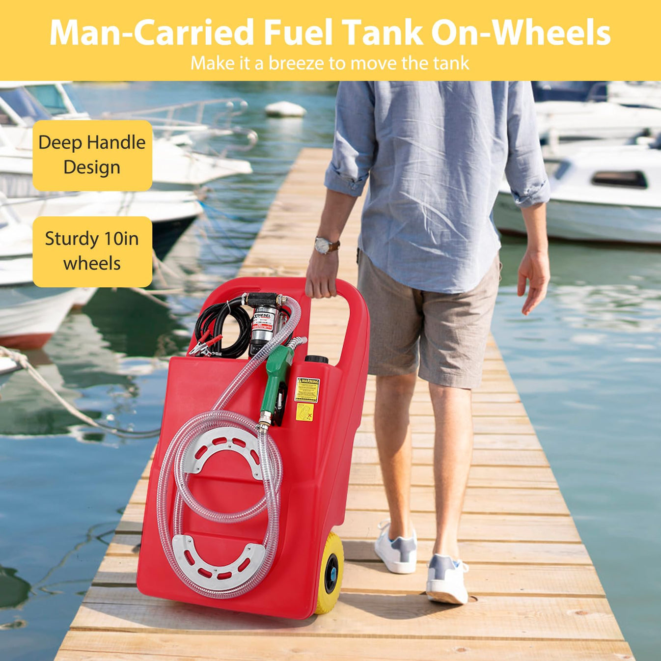 GARVEE Fuel Caddy: Portable 26 Gallon Fuel Tank On-Wheels, Manual Fuel