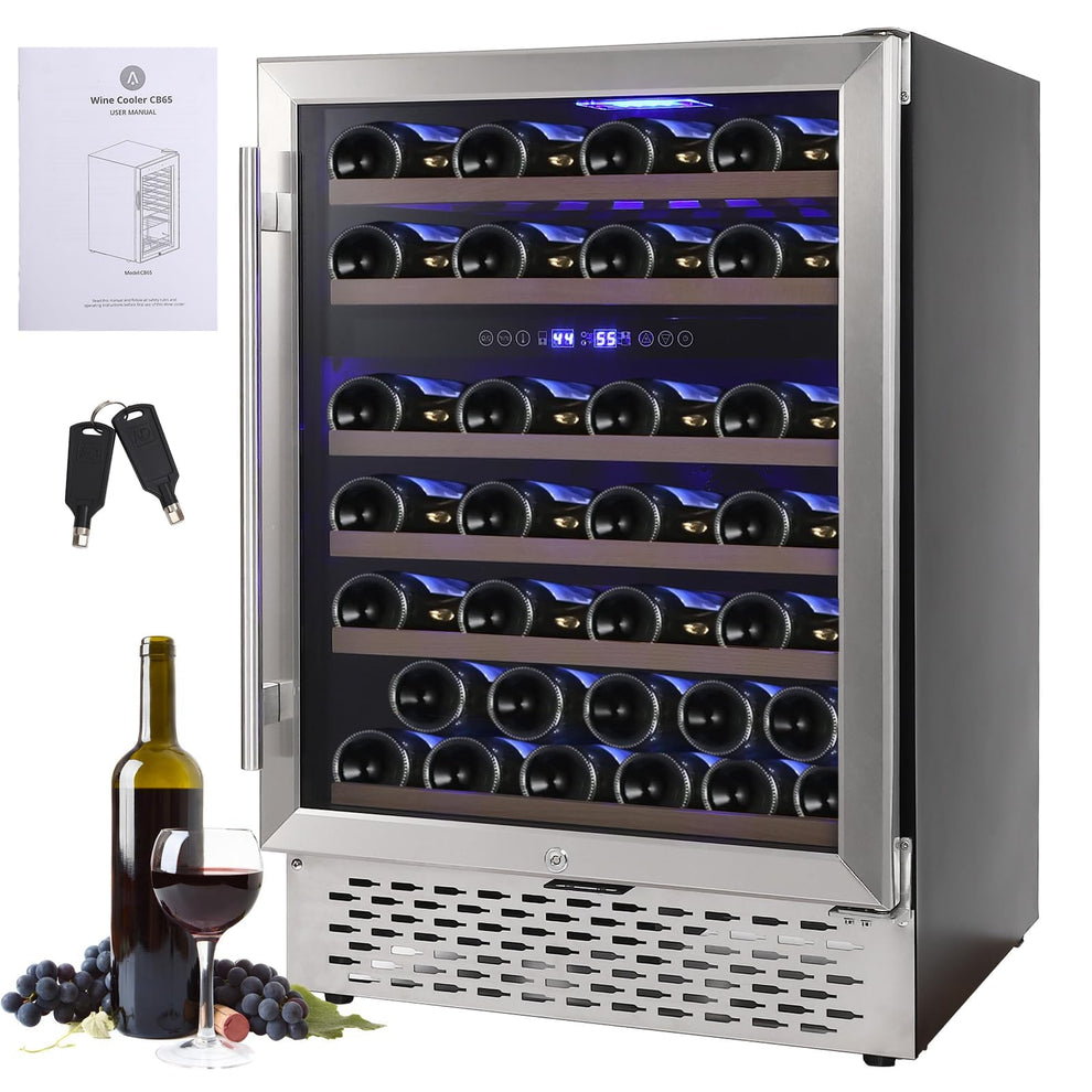 51 Bottles Wine Cooler, Dual Zone Compressor, Fits Freestanding