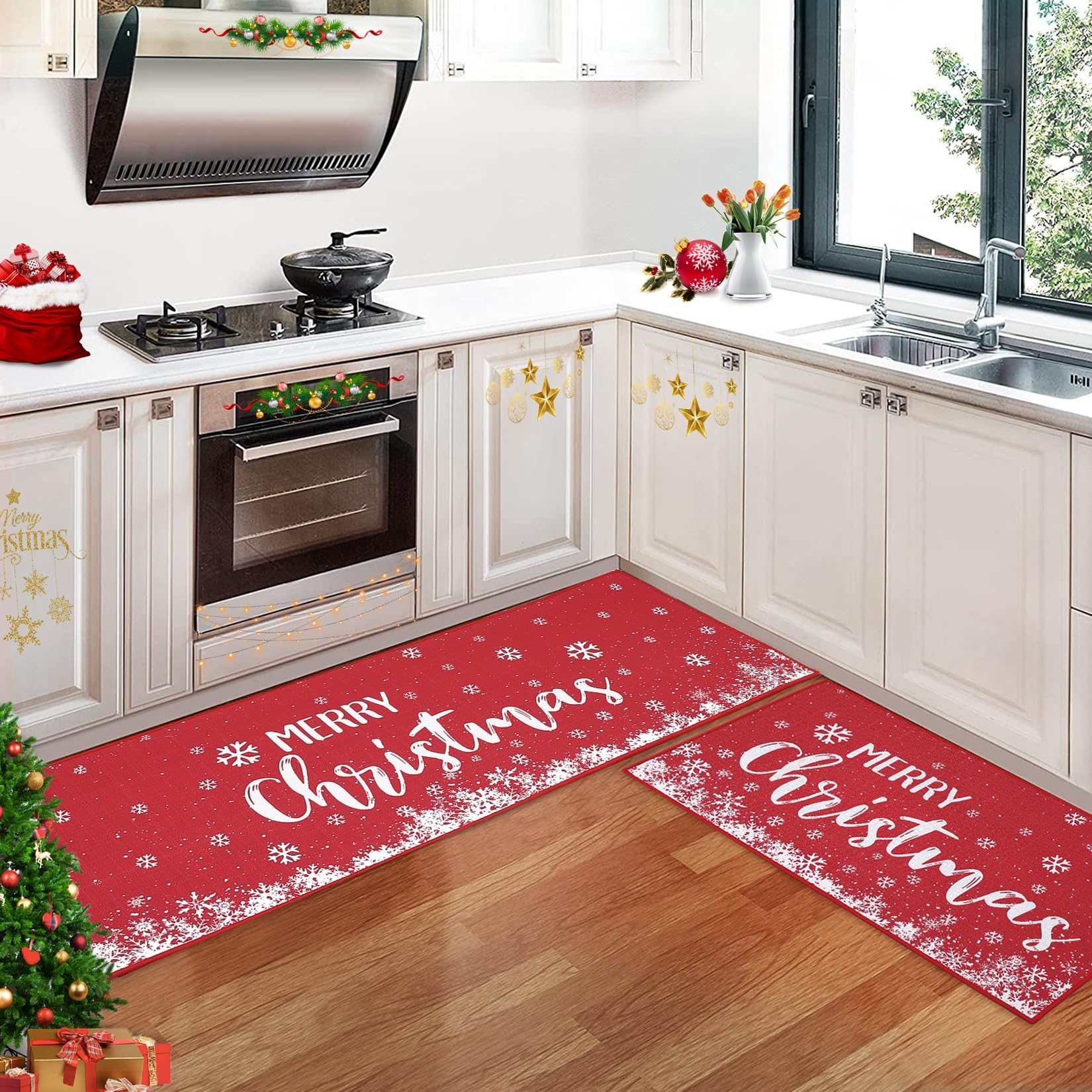 GARVEE Christmas Kitchen Rug Sets - Festive Holiday Comfort