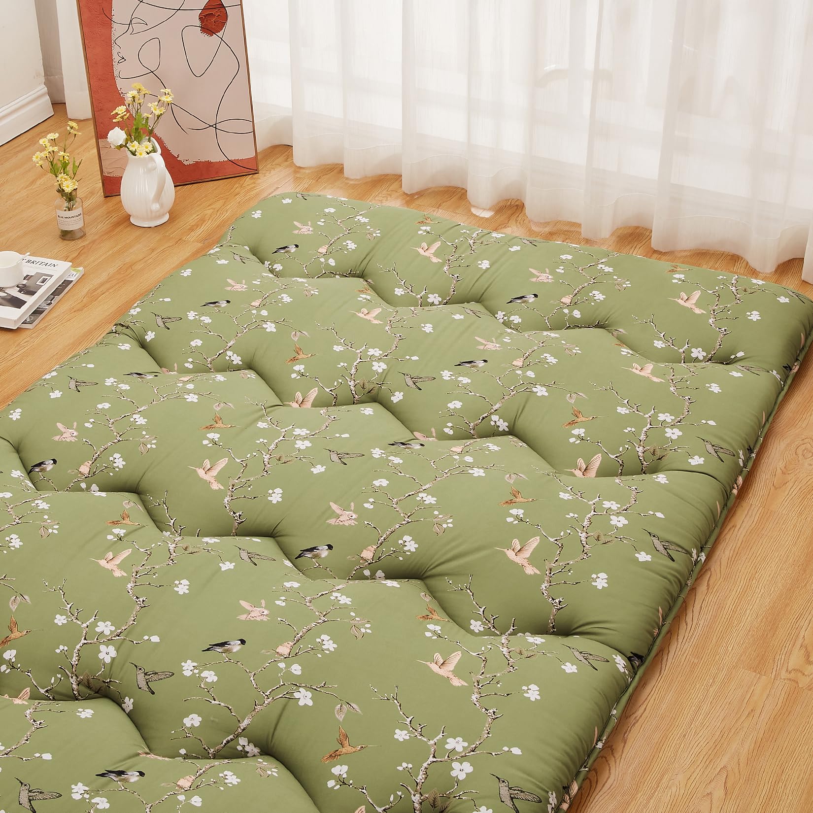 GARVEE Floral Pattern Japanese Futon Mattress for Adults
