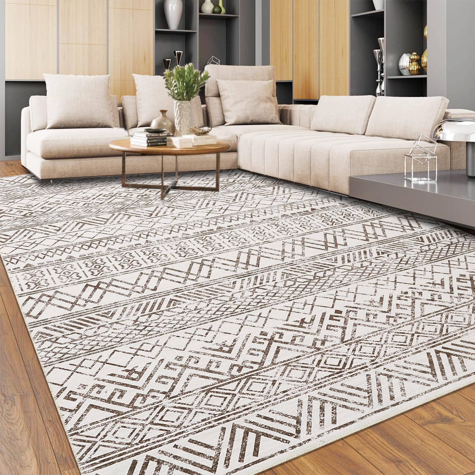 GARVEE Area Rugs 8x10 Large Boho Modern Washable Non-Slip Polyester ...
