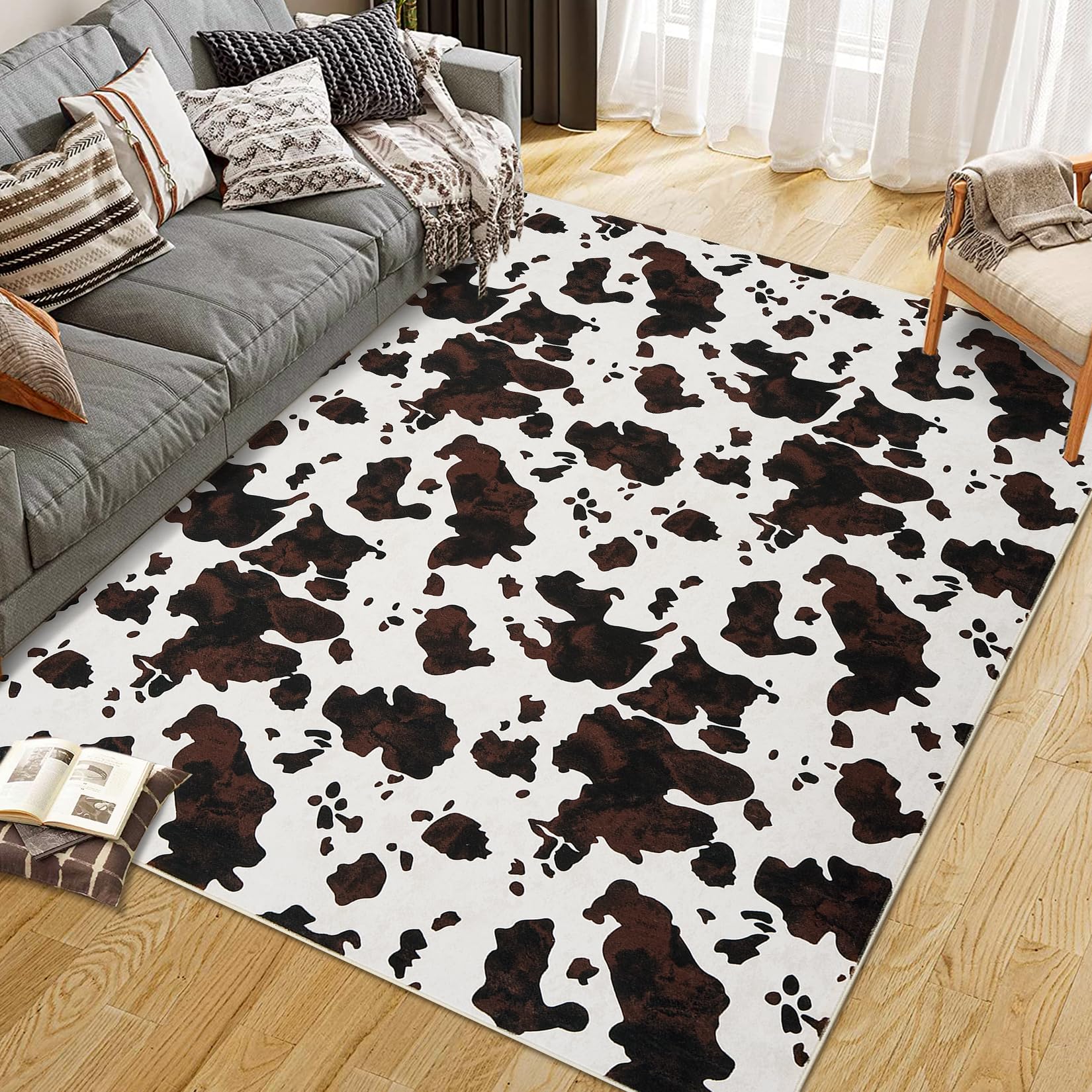 Garvee Wild Animal Milk Cow Print Washable Decorative Rug Non Slip Rub