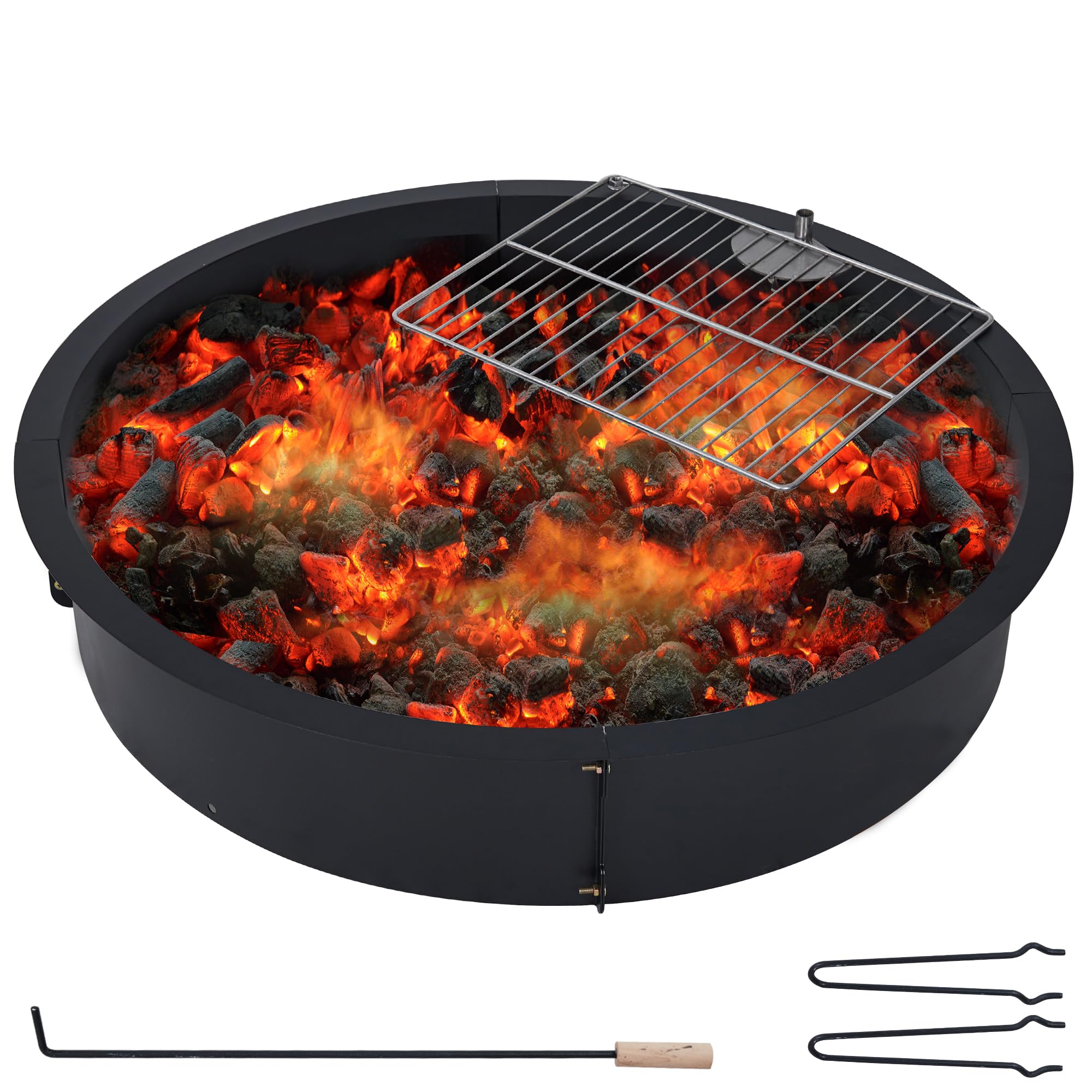 Garvee Fire Pit Ring 36 Inch 2.5mm Steel Rust Resistant Campfire Insert ...