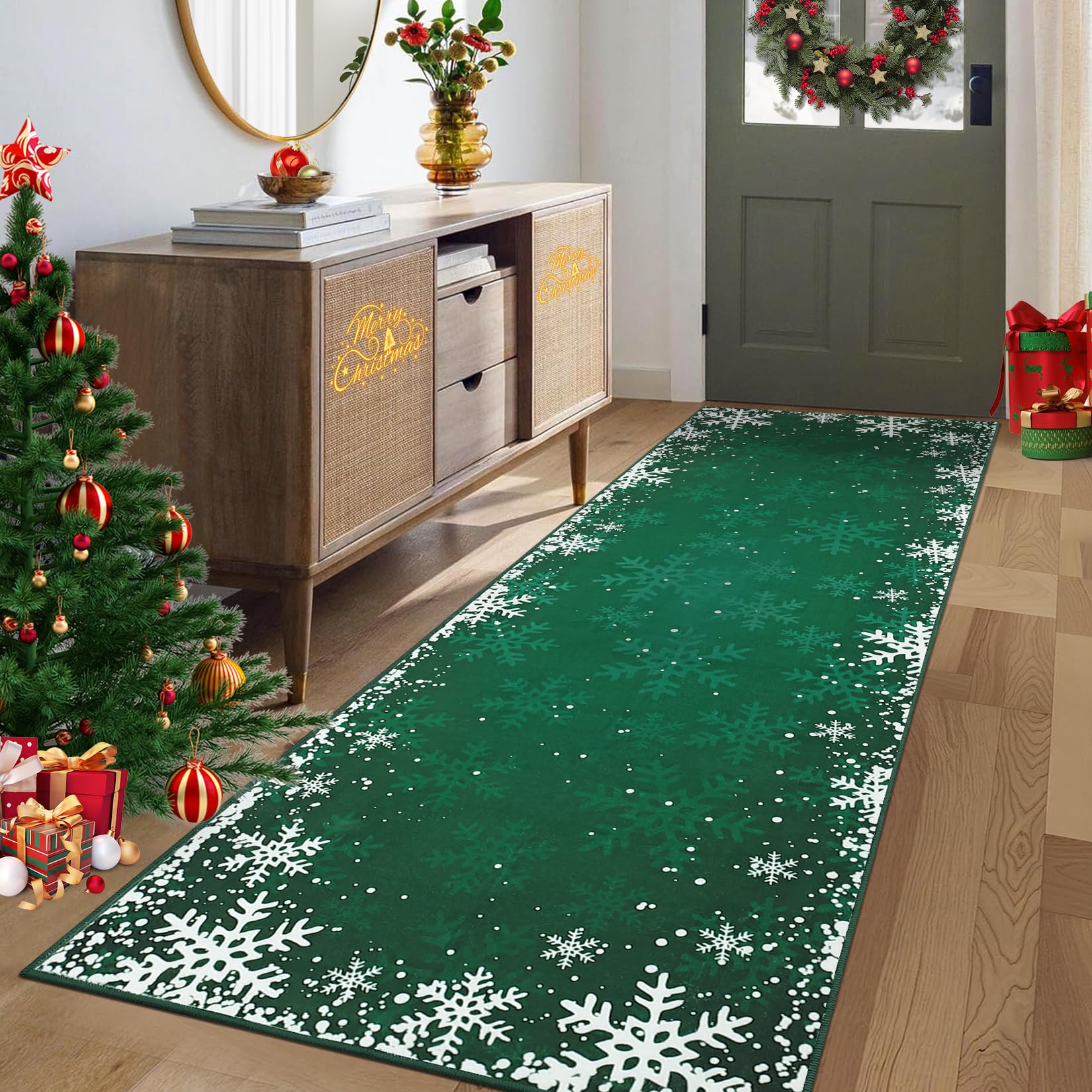 Garvee 2x6 Xmas Long Hallway Runner Rug Washable Non-Slip Christmas ...