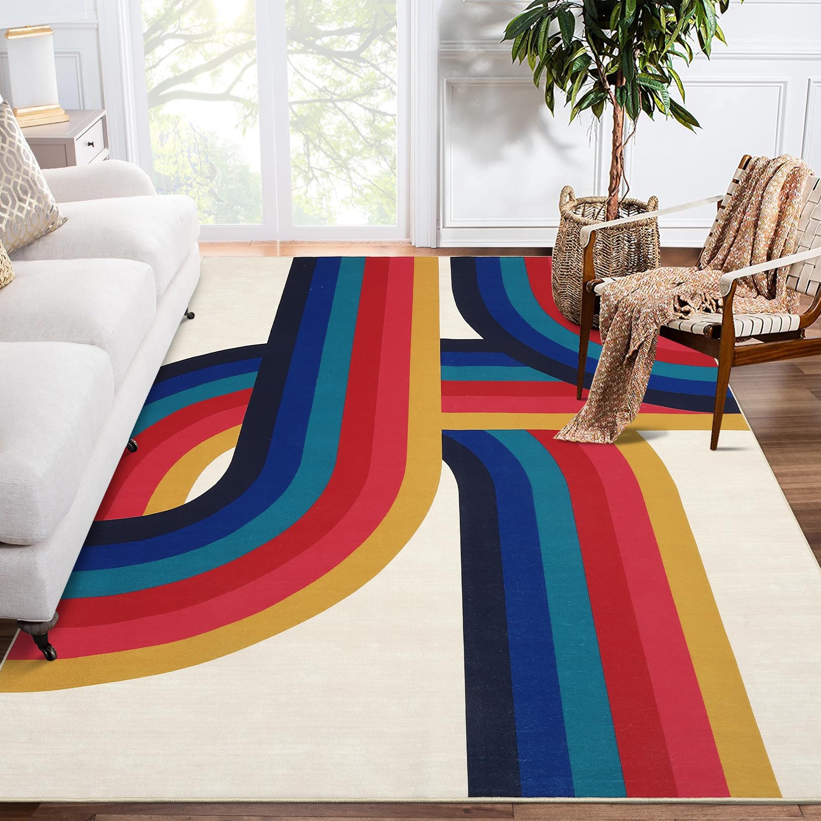 GARVEE Large Machine Washable Area Rugs - Vintage Non-Slip Soft Carpet