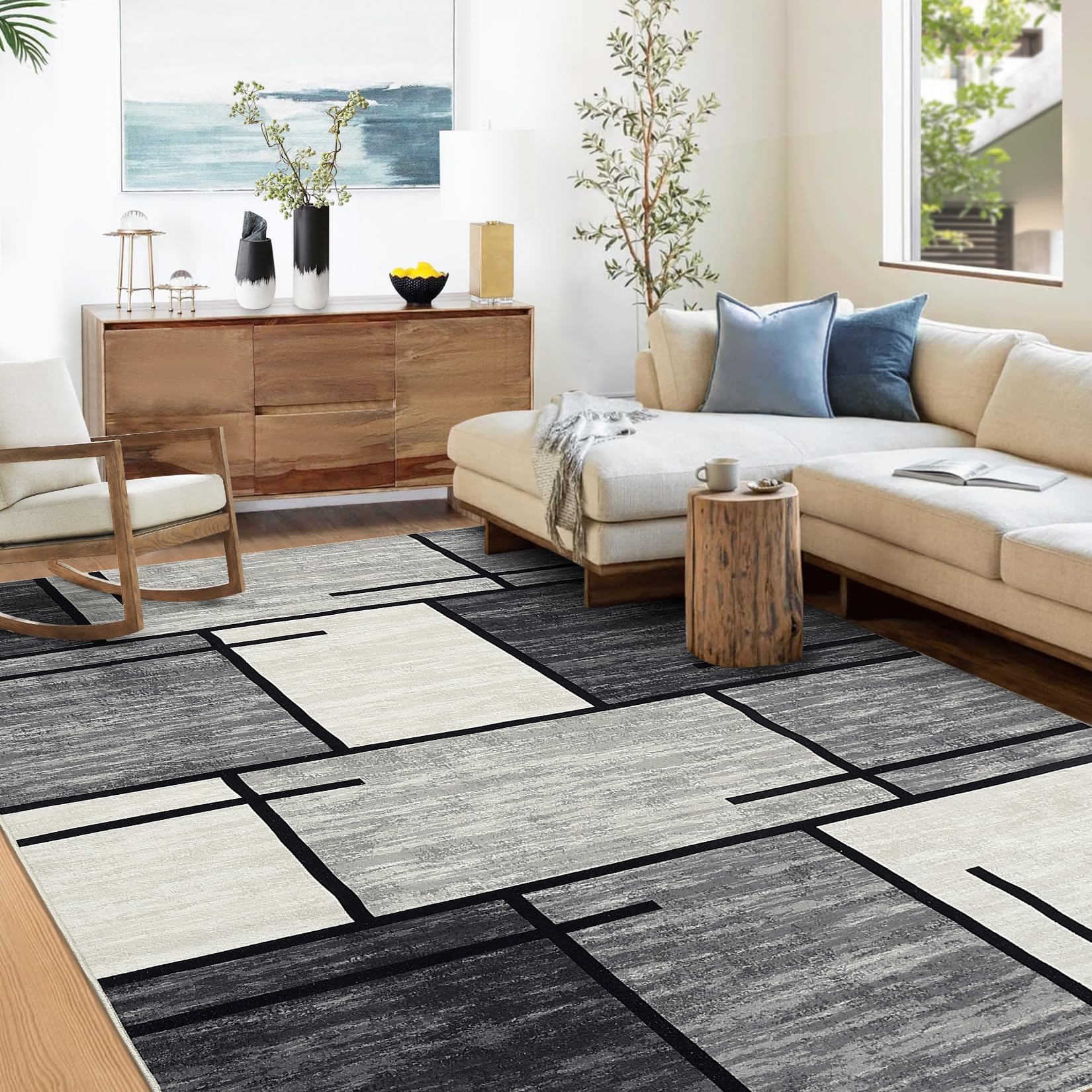 GARVEE Washable 8x10 Rug - Soft, Non-Slip, Stain Resistant