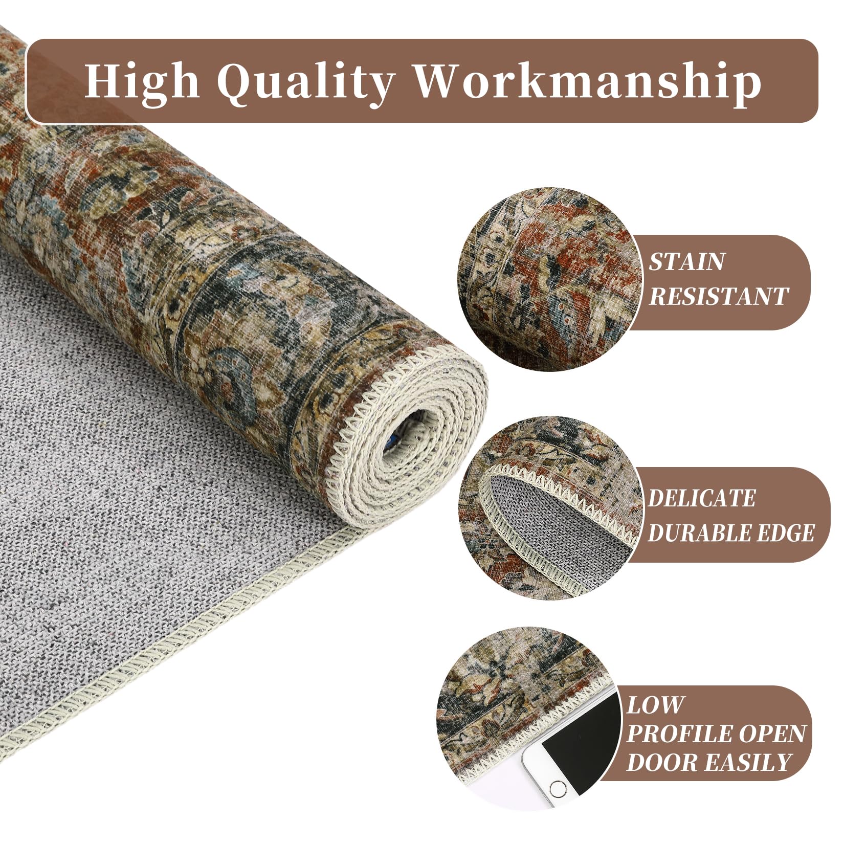 GARVEE Washable Area Rugs 4x6 Rug for Living Room Entry Rug Vintage Ru