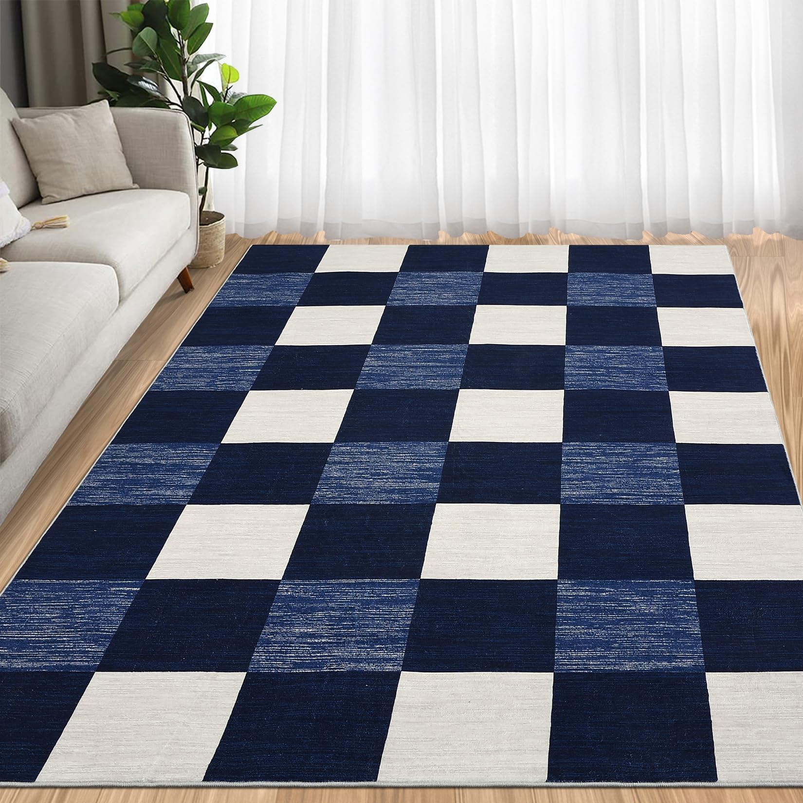 GARVEE Modern Plaid 10x13 Large Area Rug - Soft, Non-Slip, and Stylish
