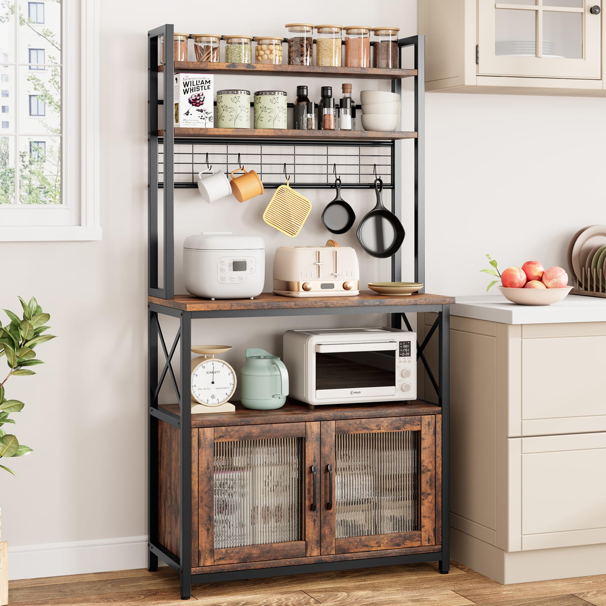 GARVEE 5-Tier Bakers Rack with Cabinet - Versatile Kitchen Storage Solution