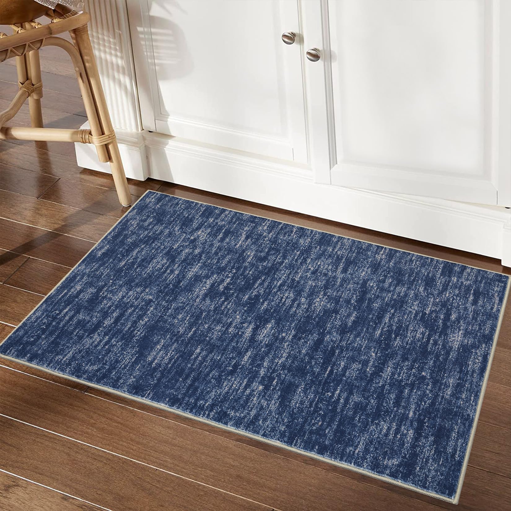 GARVEE Small Area Rug 2x4 Blue Non Slip Machine Washable Solid Color ...