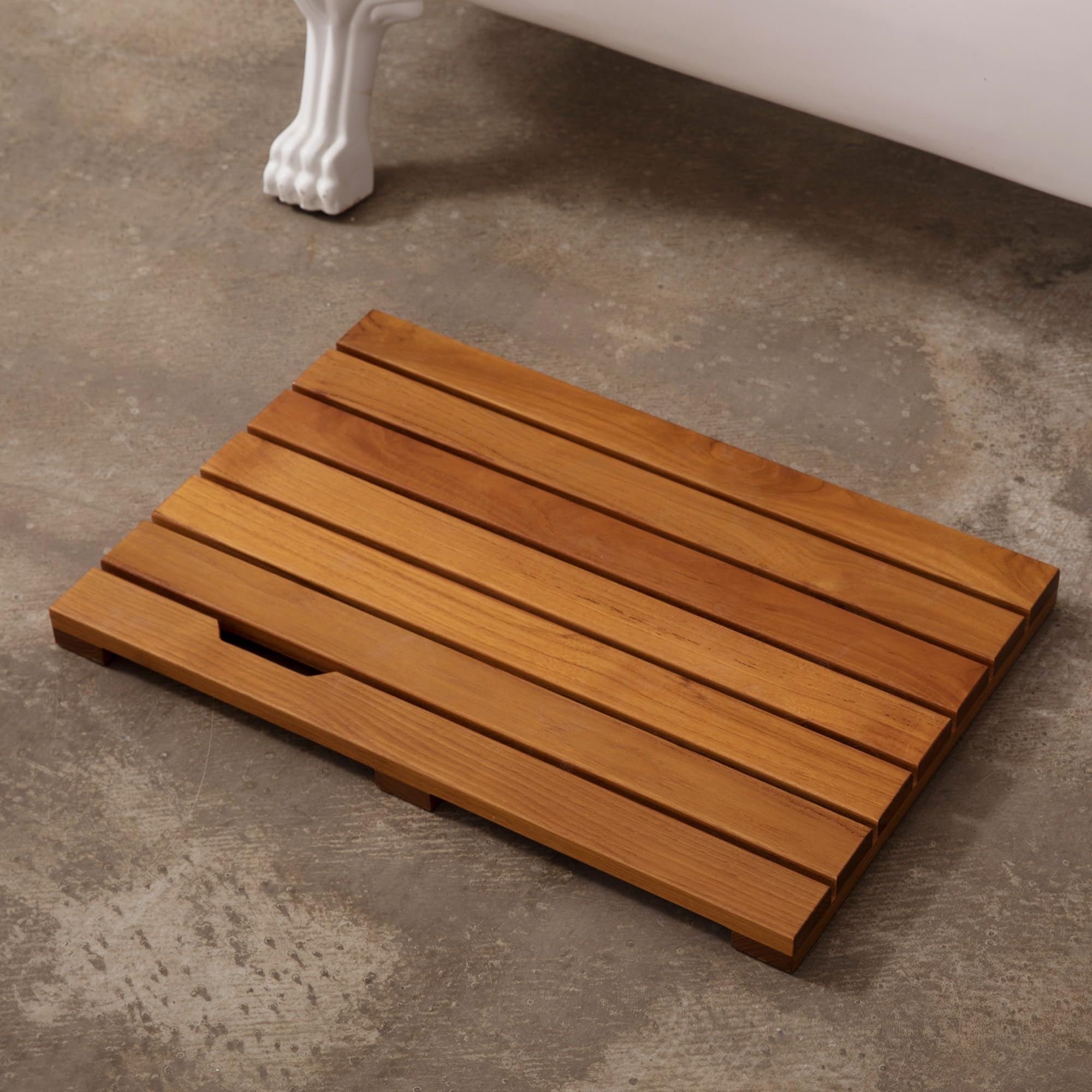 Garvee Wooden Bath Mat Floor Mat With Waterproof Non-Slip Feet And Gro