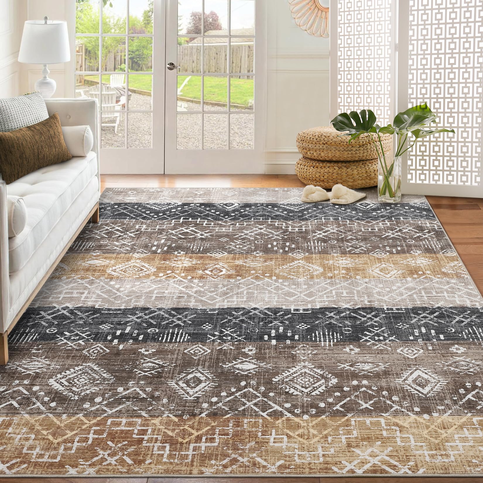 GARVEE Washable 8x10 Area Rug - Soft, Non-Slip, Machine Washable