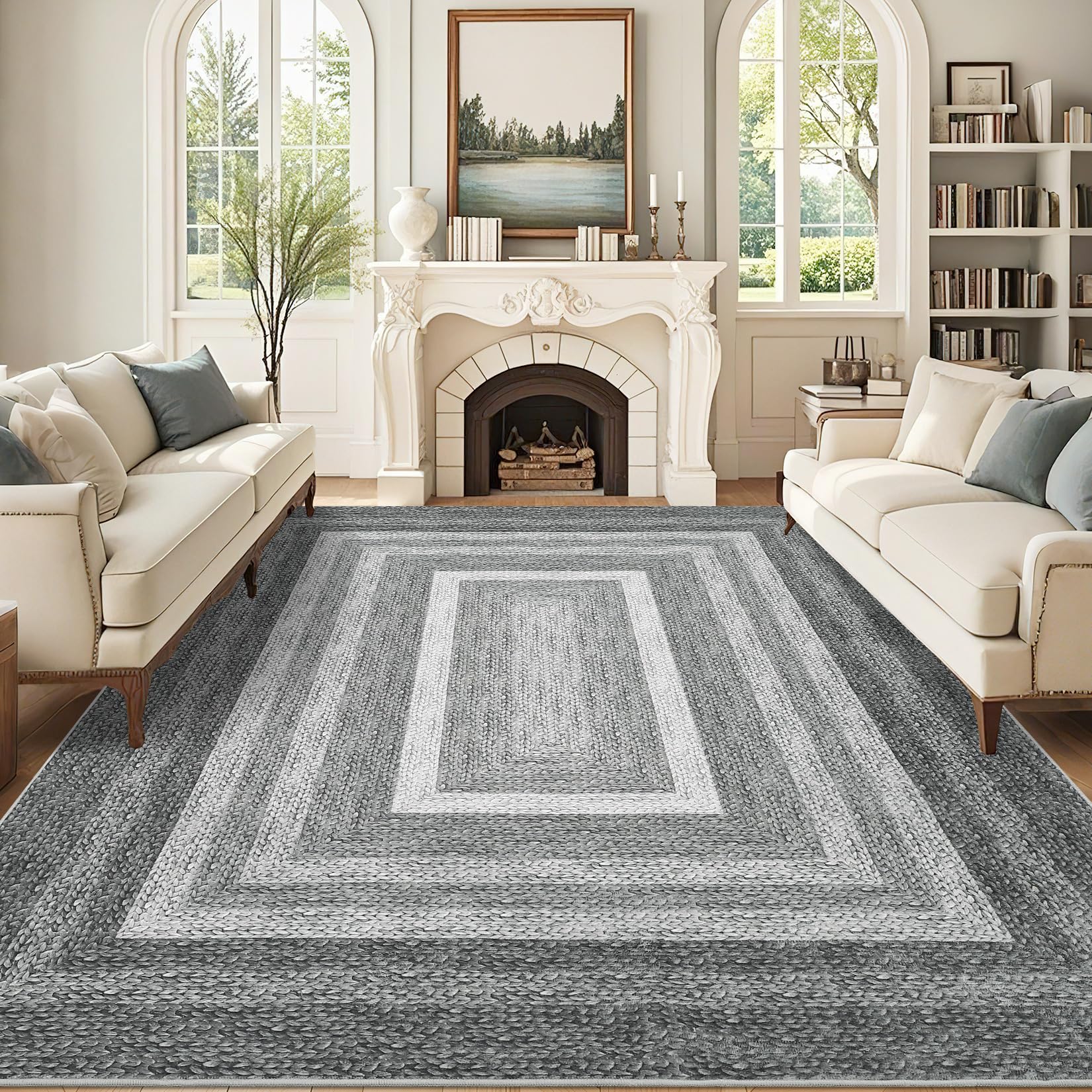 GARVEE 8x10 Washable Braided Area Rug with Non-Slip Backing, Foldable ...