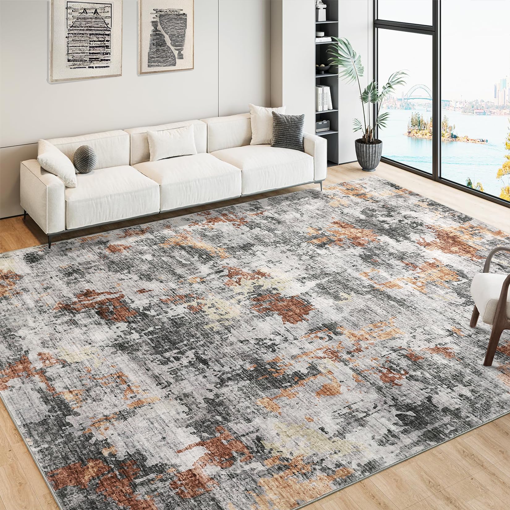 GARVEE 8x10 Area Rug Soft Washable Non-Slip Backing Foldable Durable ...