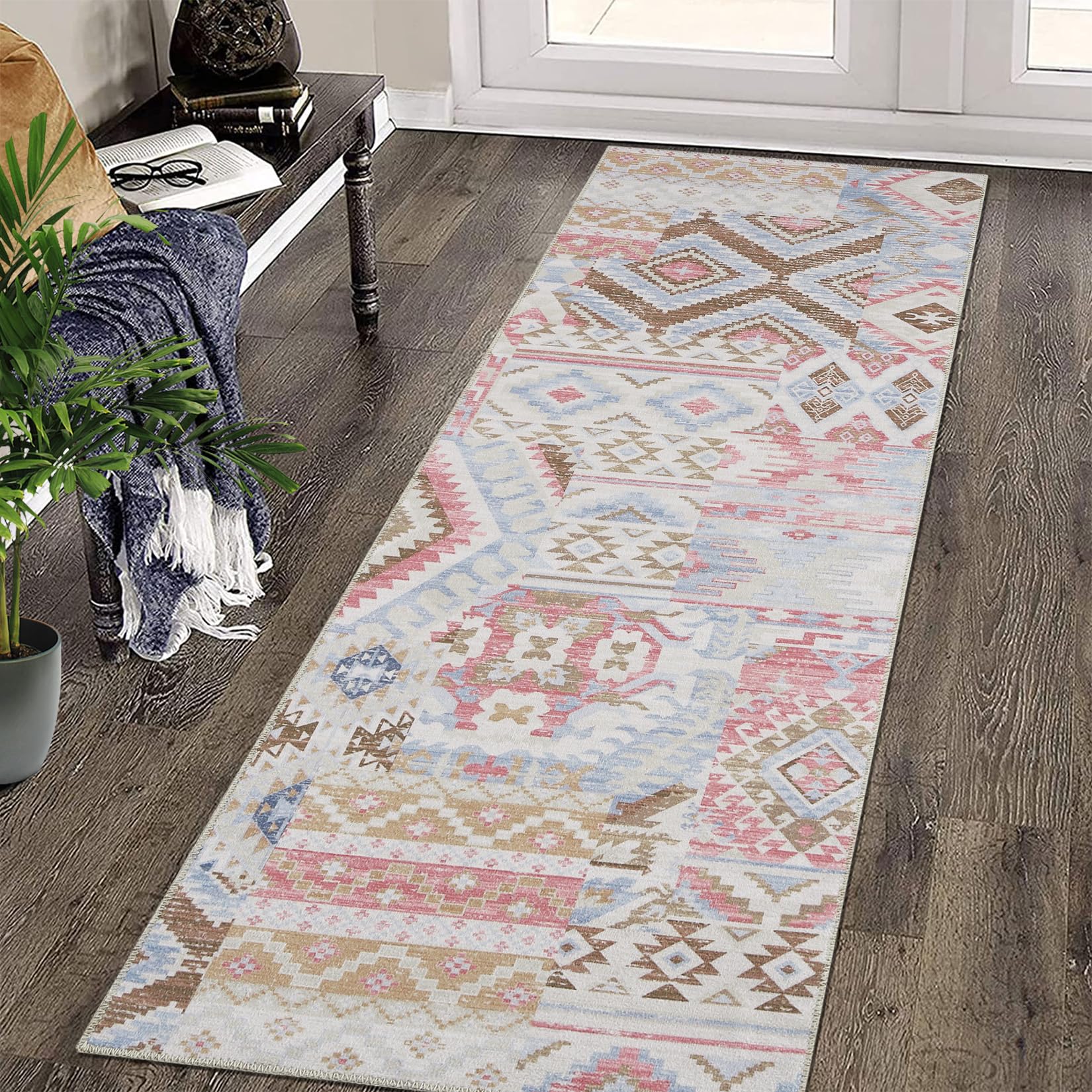 GARVEE Boho Runner Rugs - Premium Washable Non-Slip Floral Area Rug