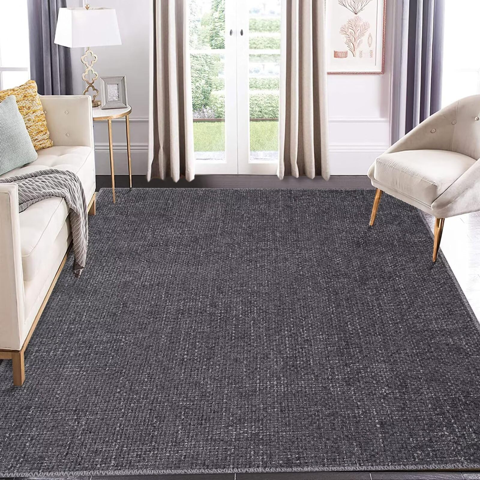 GARVEE 8x10 Area Rug - Modern Chenille, Easy-Clean, Non-Slip