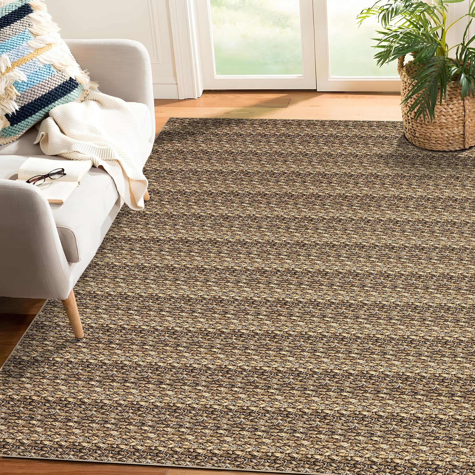 GARVEE 9x12 Area Rug - Modern Braided Washable Non-Slip Carpet