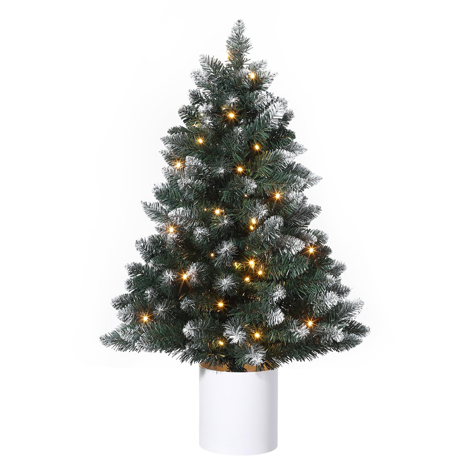 Garvee 3 FT Small Pre-Lit Snow Flocked Christmas Tree with 40 Warm Whi