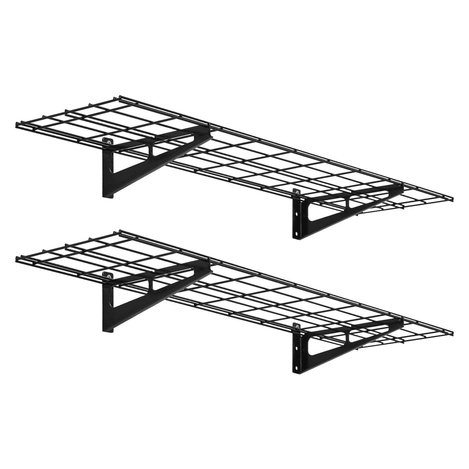 Garvee 48"x12" Black Grid Wall Shelves 2-Pack Heavy-Duty 200LBS Capaci