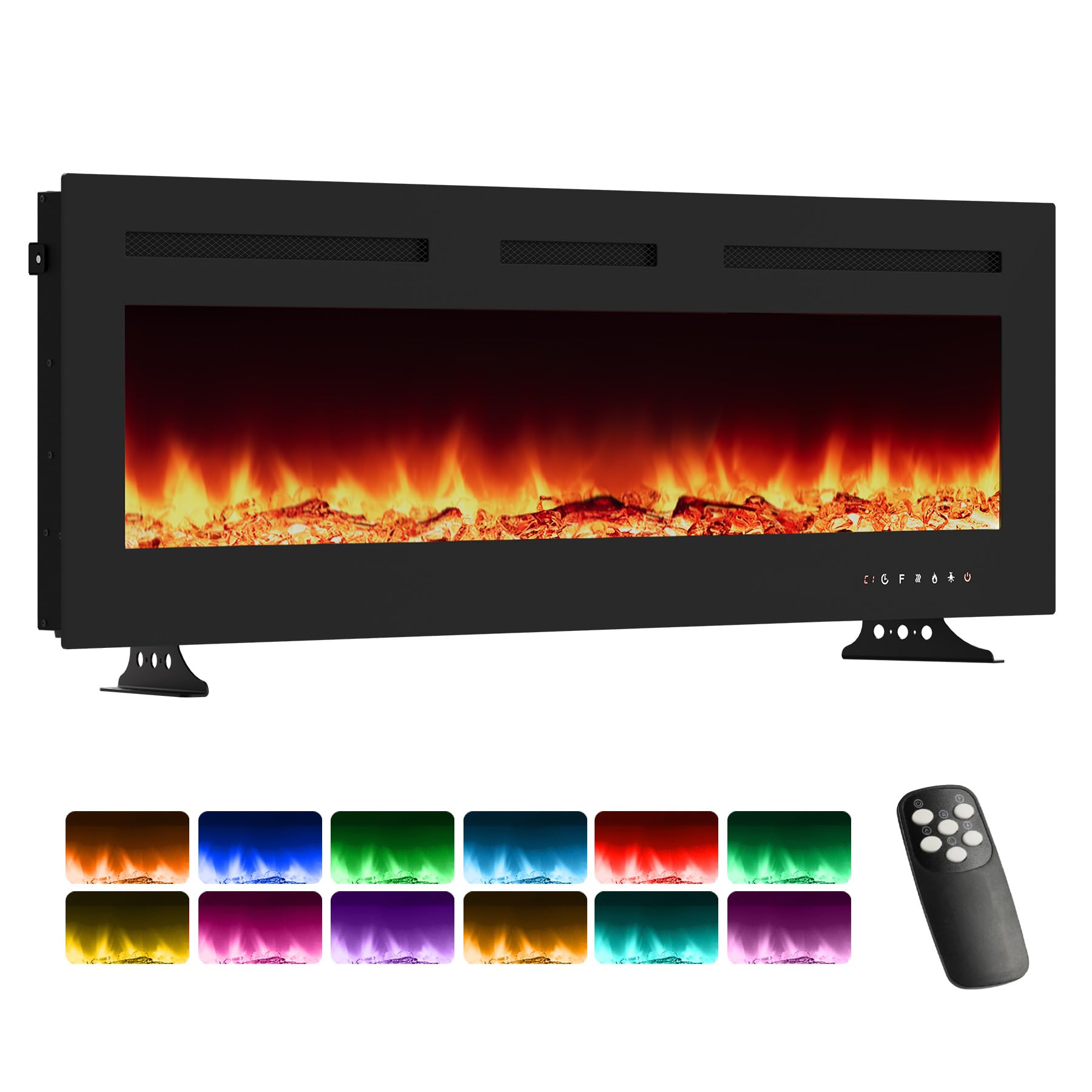 Garvee 50 in Electric Fireplace Insert Ultra Narrow Frame 1500/750W He