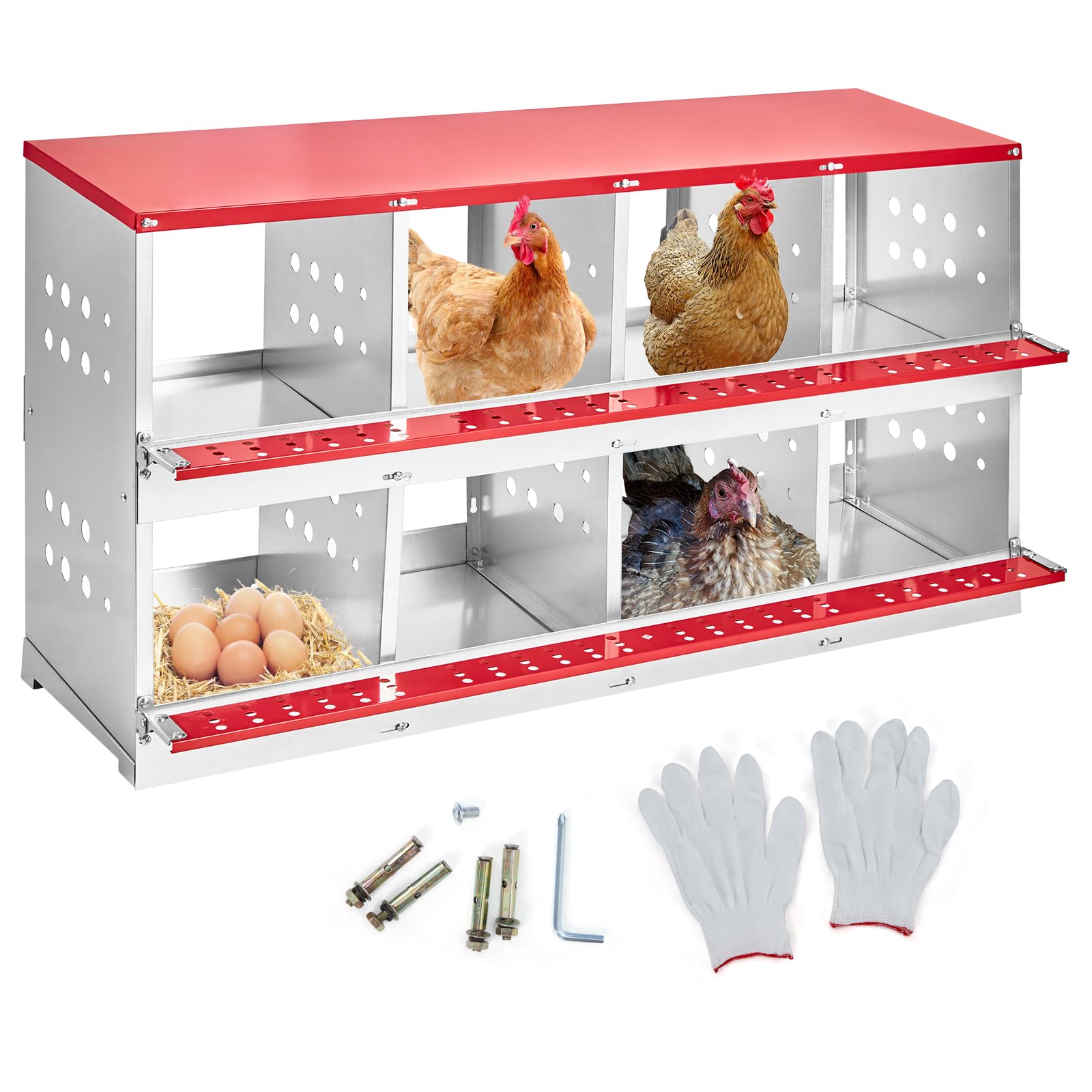 GARVEE Galvanized Steel Nesting Box - 6 Compartments w/Vented Holes, S