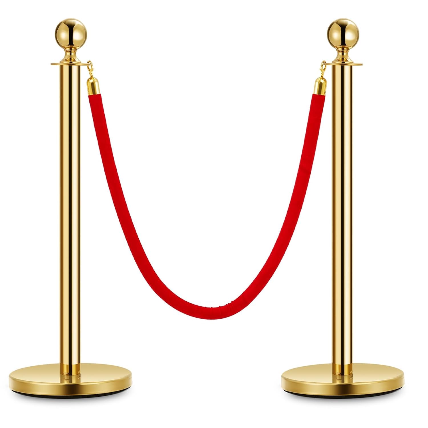 Garvee Gold Stanchion Post with Red Velvet Rope, Stainless Steel ...